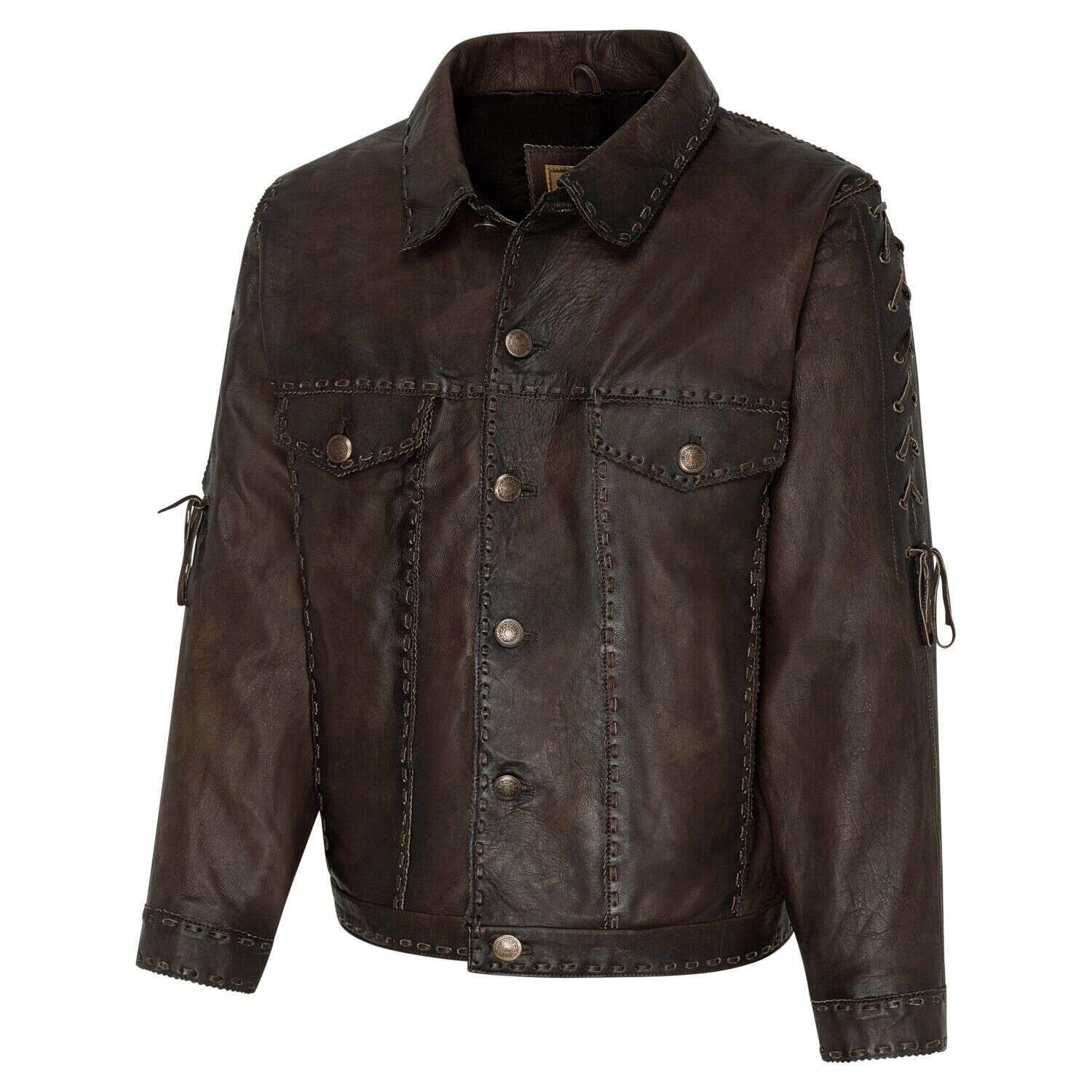 Stars & Stripes Mens Western Leather Jacket Rowdy Brown - WesternWear ...